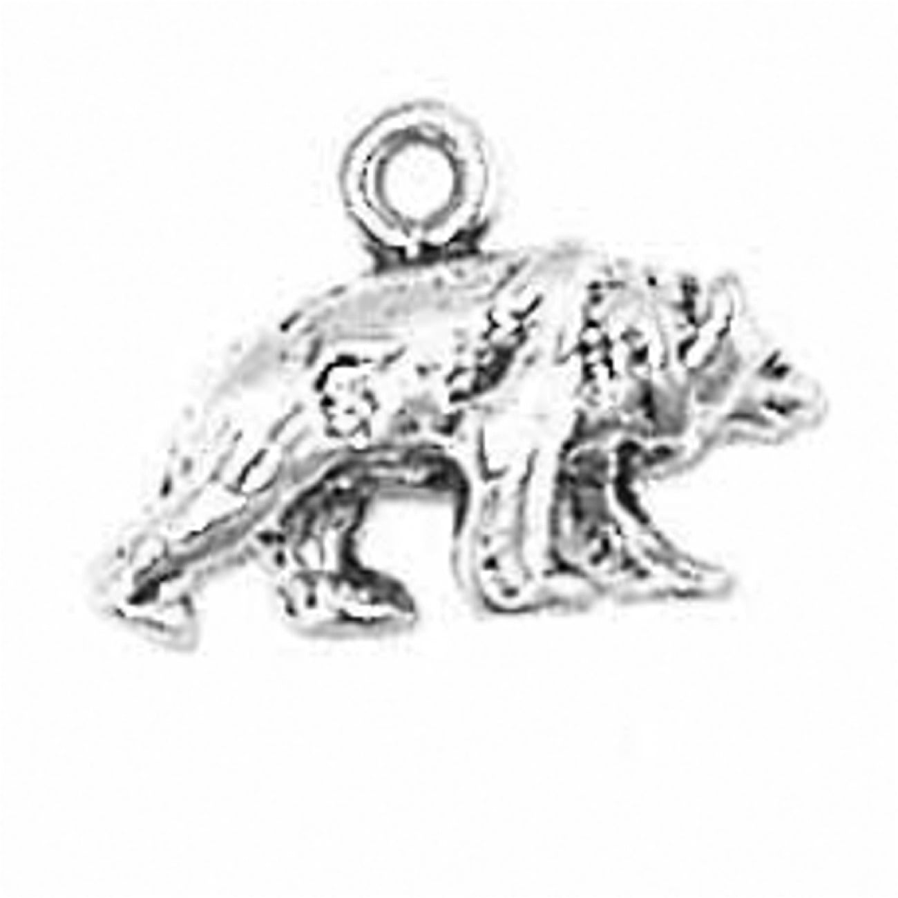 Sterling Silver 24" 1mm Box Chain 3D Small Walking Bear Head Down ...