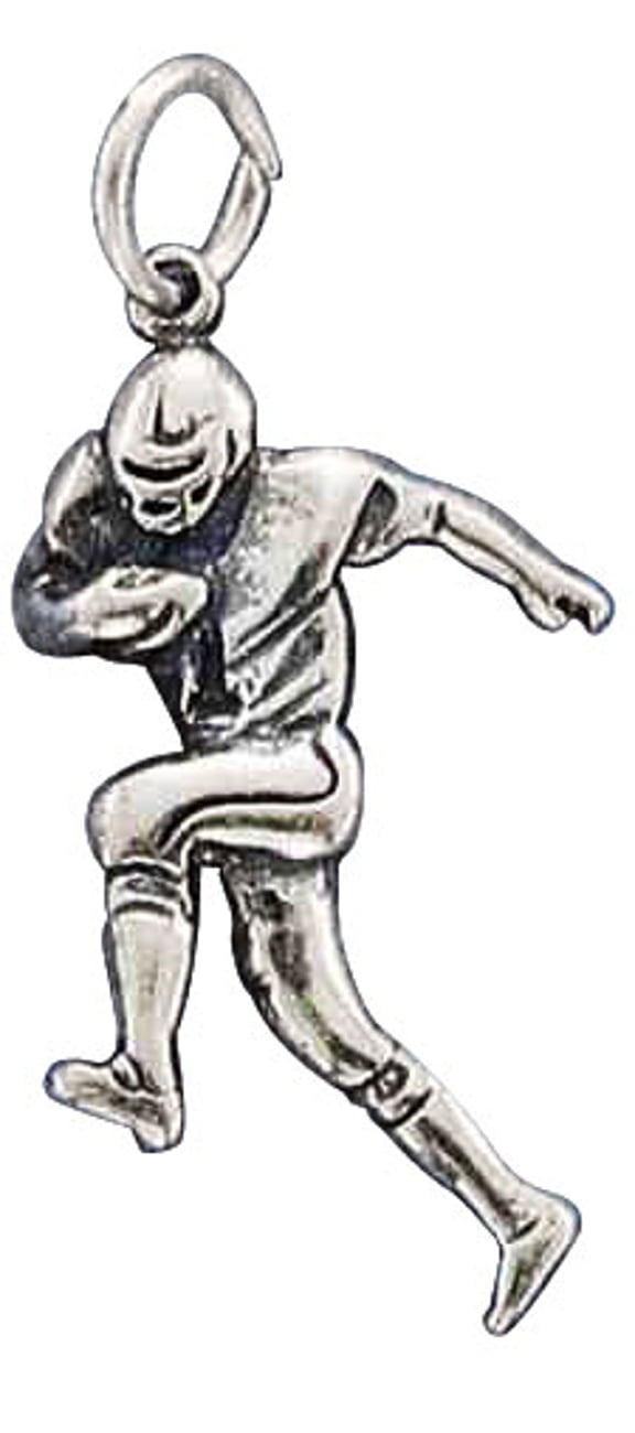 Sterling Silver 24" 1mm Box Chain Detailed Football Player Pendant ...