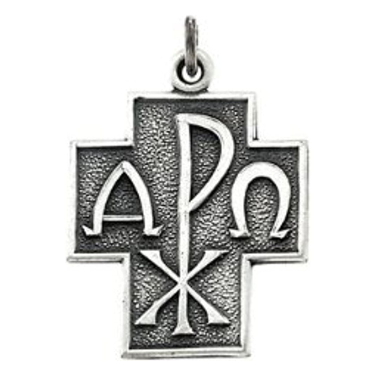 Sterling Silver 24.5x22mm Alpha Omega Cross 24 Necklace - Walmart.com