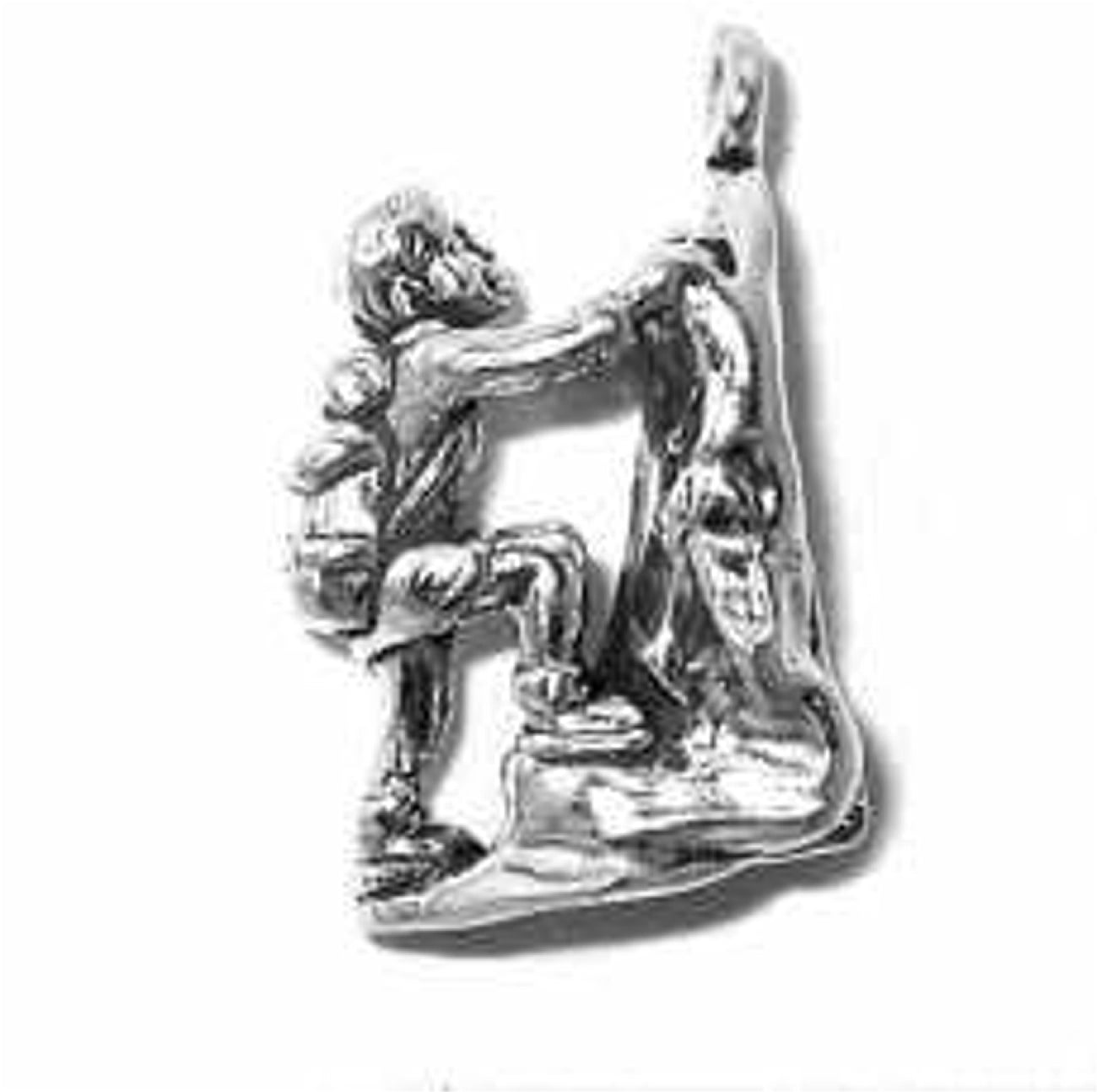 Sterling Silver 24" .8mm 3D Man Woman Short Haired Climbing Mountain ...