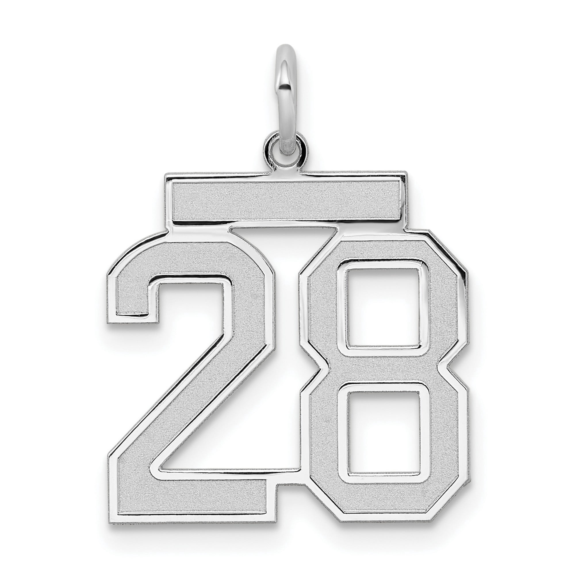 Sterling Silver 28 Pendant Necklace for Men and Women, Bold Block ...