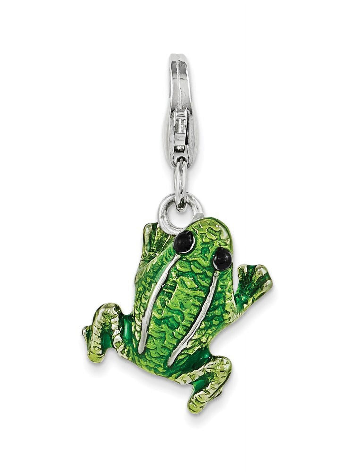 Sterling Silver 3-D Enameled Frog w/Lobster Clasp Charm - Walmart.com