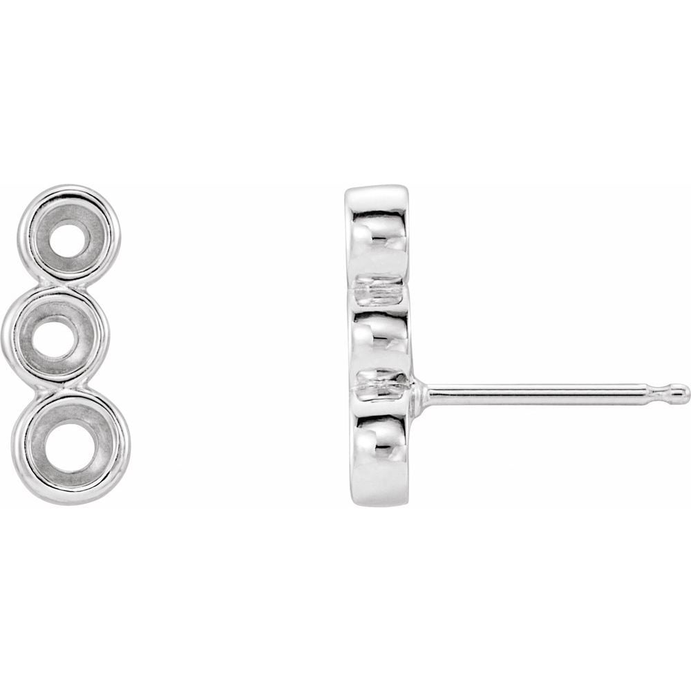 Sterling Silver 3 Three-Stone Ear Climber For Earring Mounting Fine ...