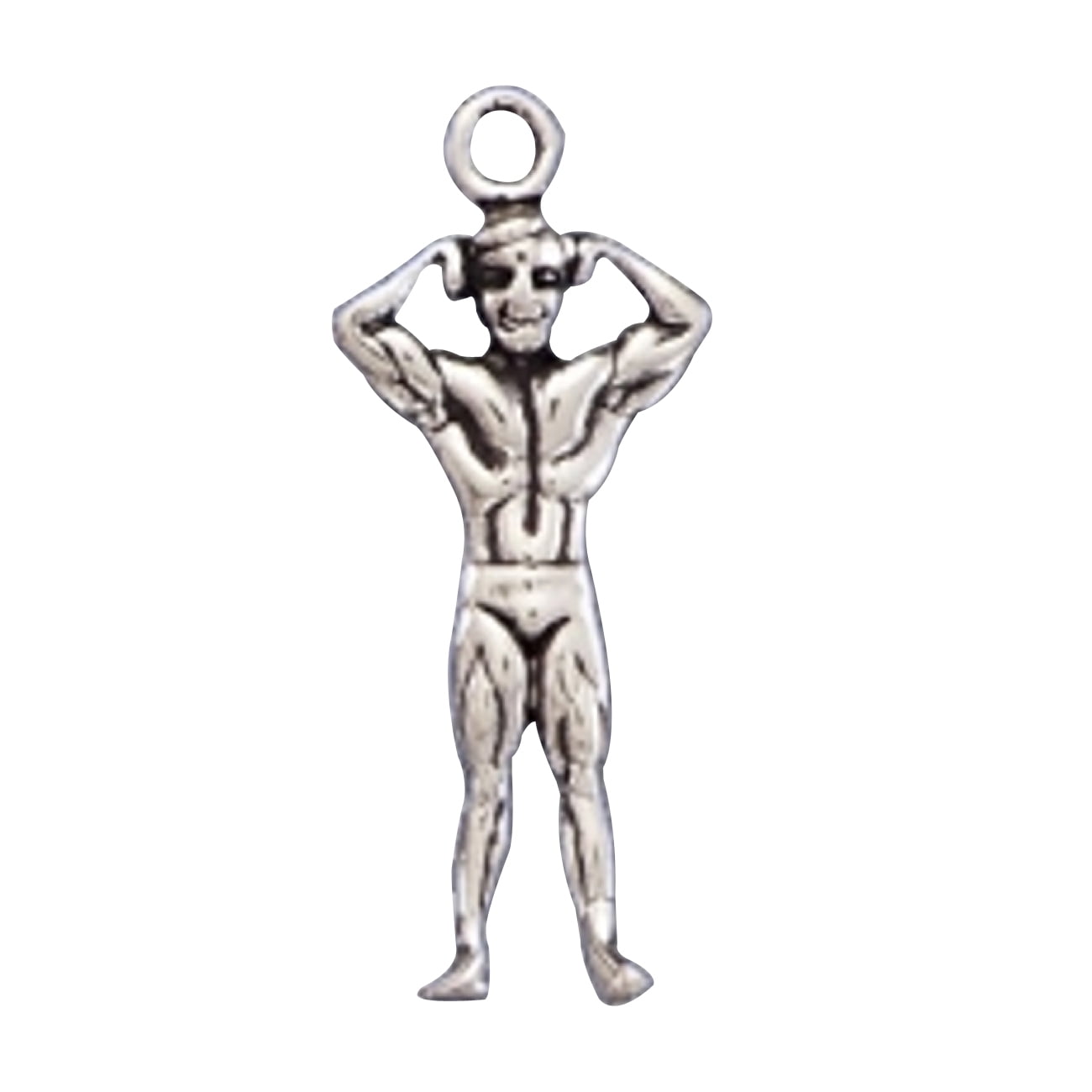 Sterling Silver 30" 1mm Box Chain 3D Body Builder Muscle Man Flexing ...