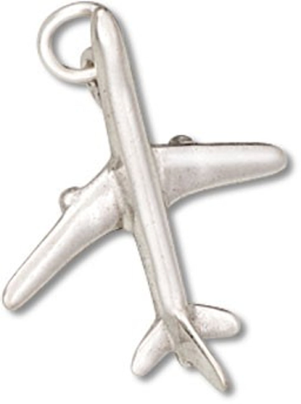 Sterling Silver 30" 1mm Box Chain 3D Commercial Jet 767 Airplane ...
