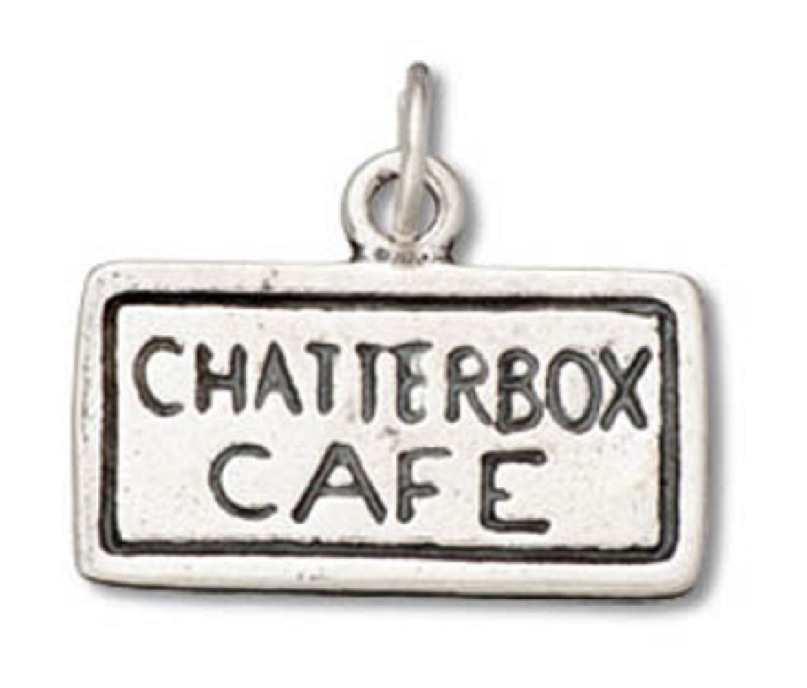 Sterling Silver 30" .8mm Box Chain Chatterbox Cafe Sign Pendant ...
