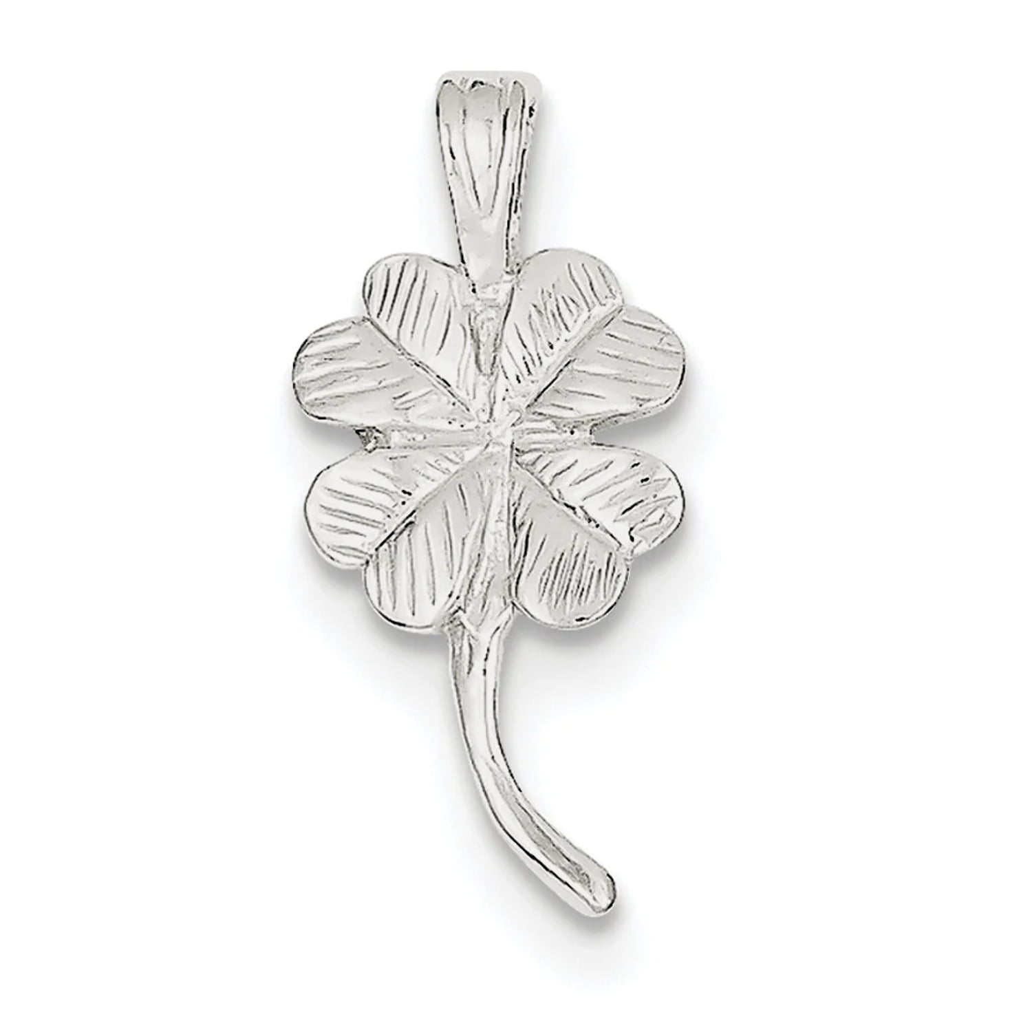 925 Sterling Silver Solid Textured Polished 4-Leaf Clover Charm 24x11mm ...