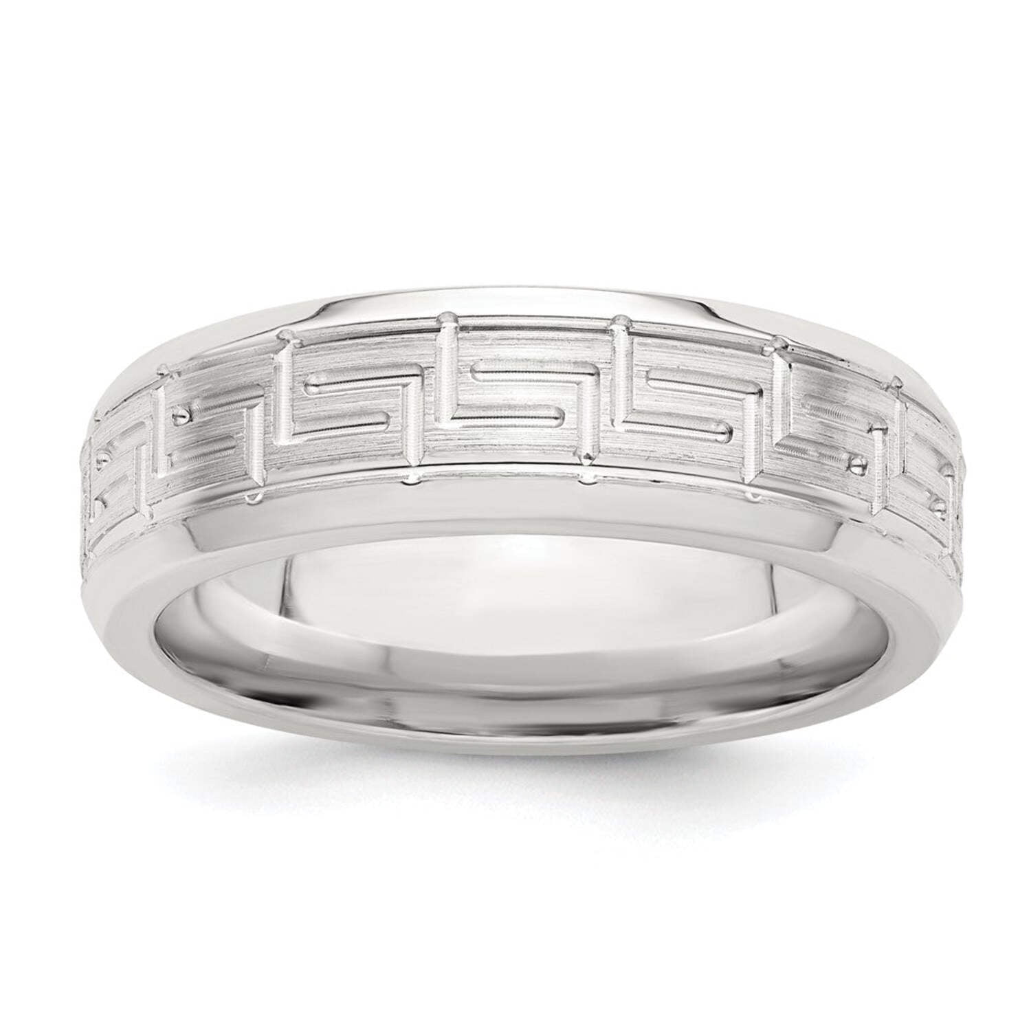 925 Sterling Silver Beveled Edge 6mm Brushed Fancy Band Ring Size 8.5 ...