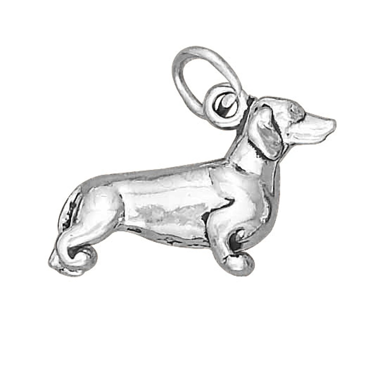 Sterling Silver 7" 4.5mm Charm Bracelet With Attached 3D Dachshund Pet ...