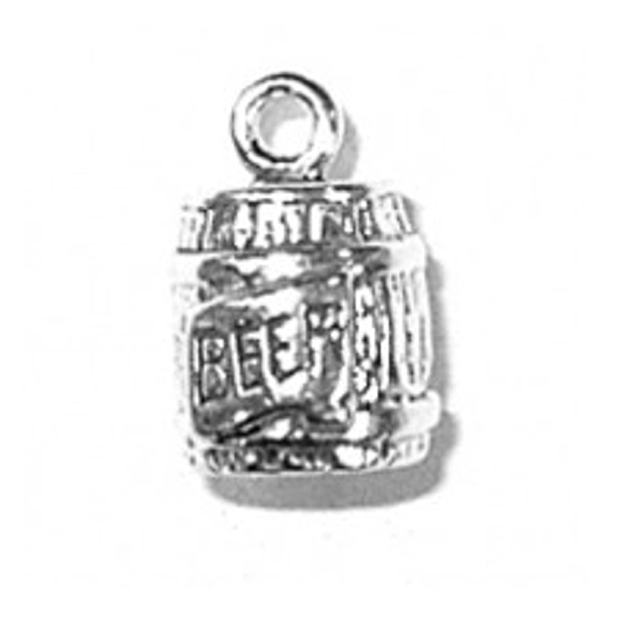Sterling Silver 7" 4.5mm Charm Bracelet With Attached 3D Keg Barrel Of ...