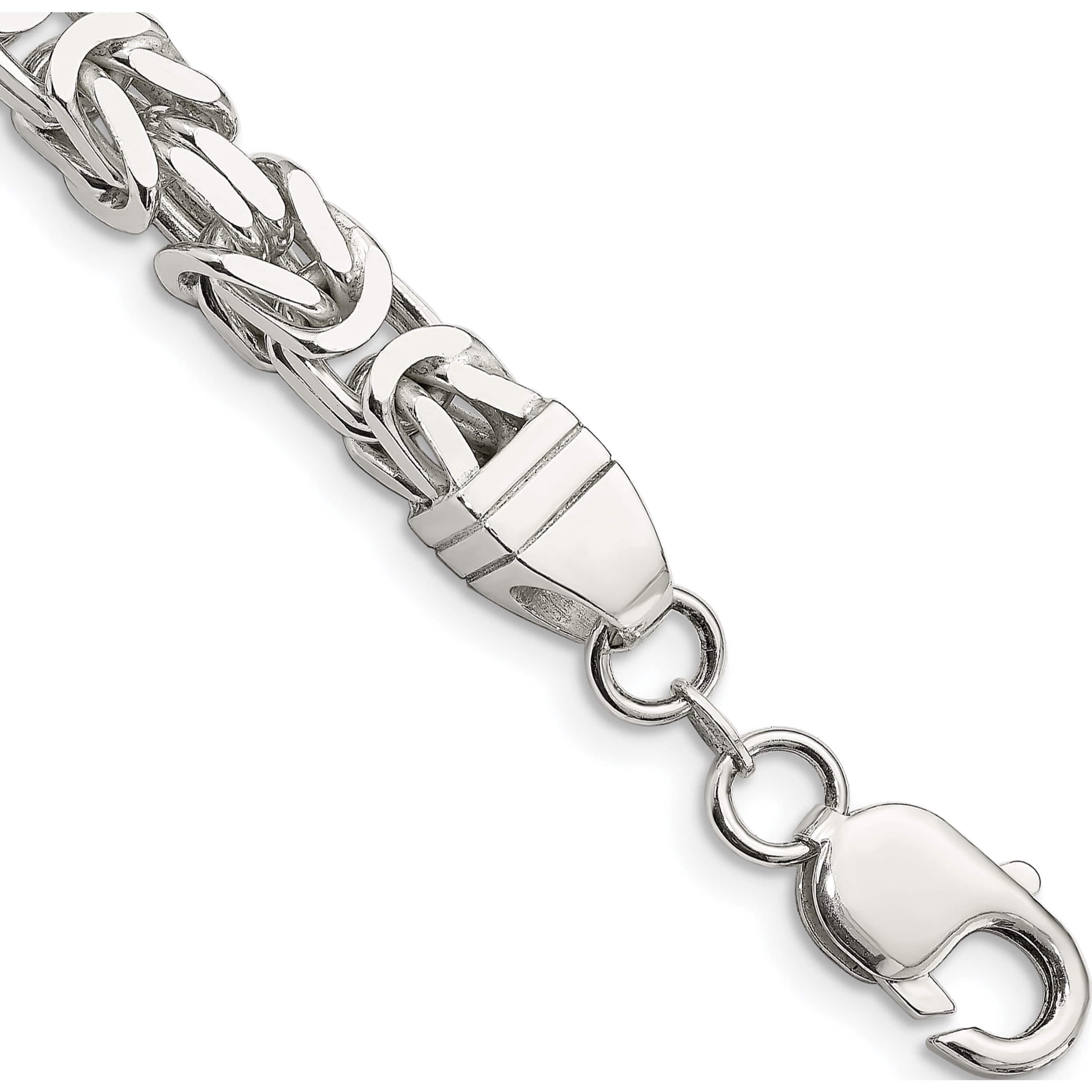 Sterling Silver 7.5mm Byzantine Chain (9 X 7.5) Made In Italy qbz180-9 ...
