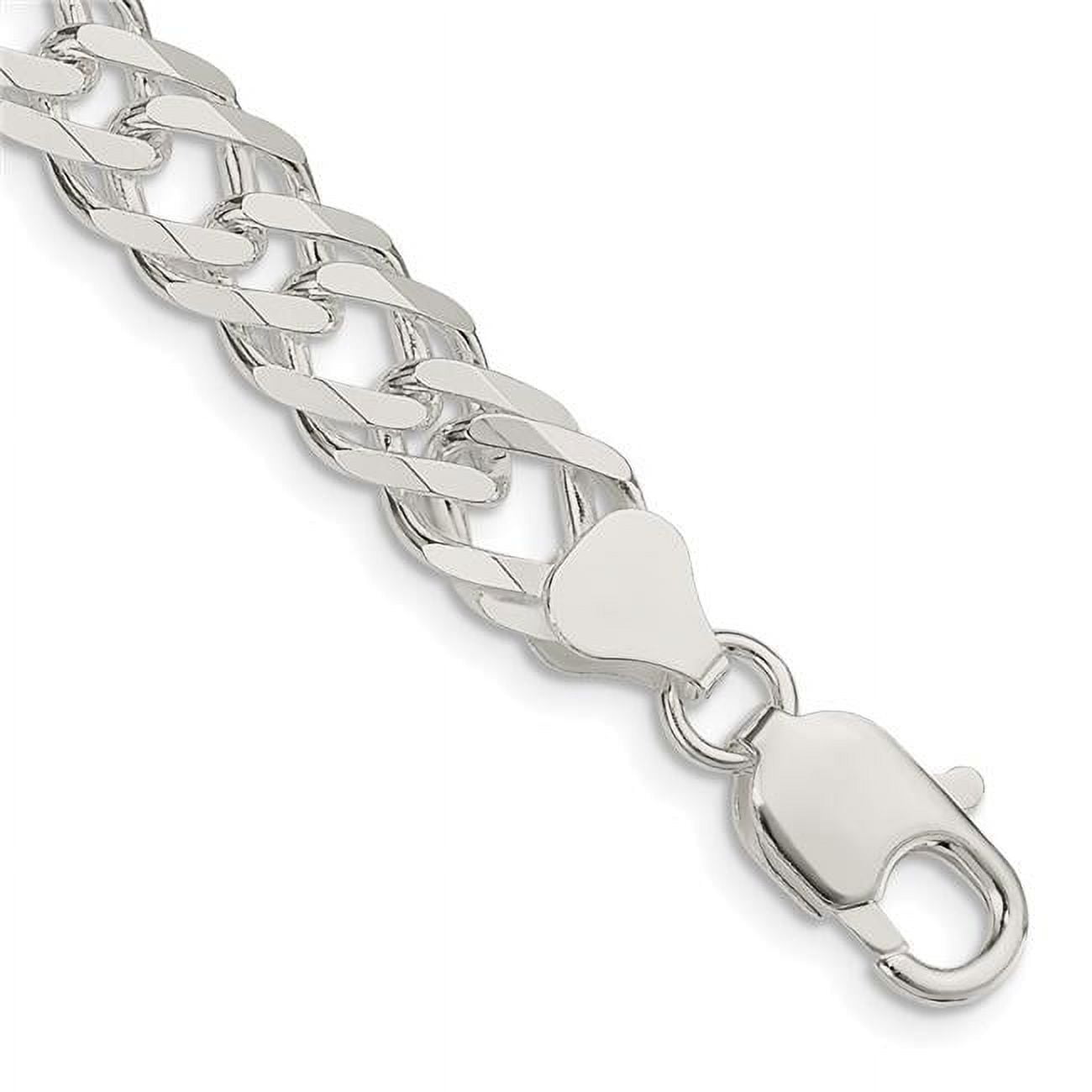 Sterling Silver 7.75 mm 6 Side Diamond-Cut Flat Double Curb Chain 7 in ...