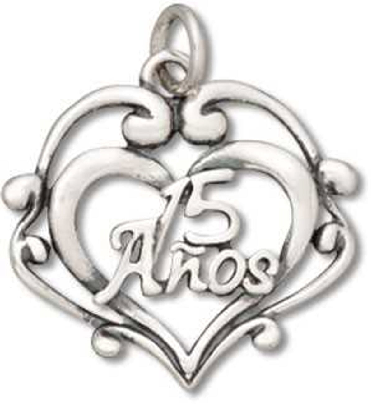 Sterling Silver 8" 4.5mm Charm Bracelet Attached Quinceanera 15 Anos ...