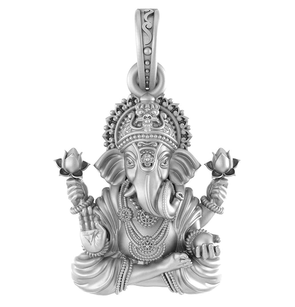 Indian Collectible Sterling Silver Ganesh Pendant, 92.5% Pure Silver ...