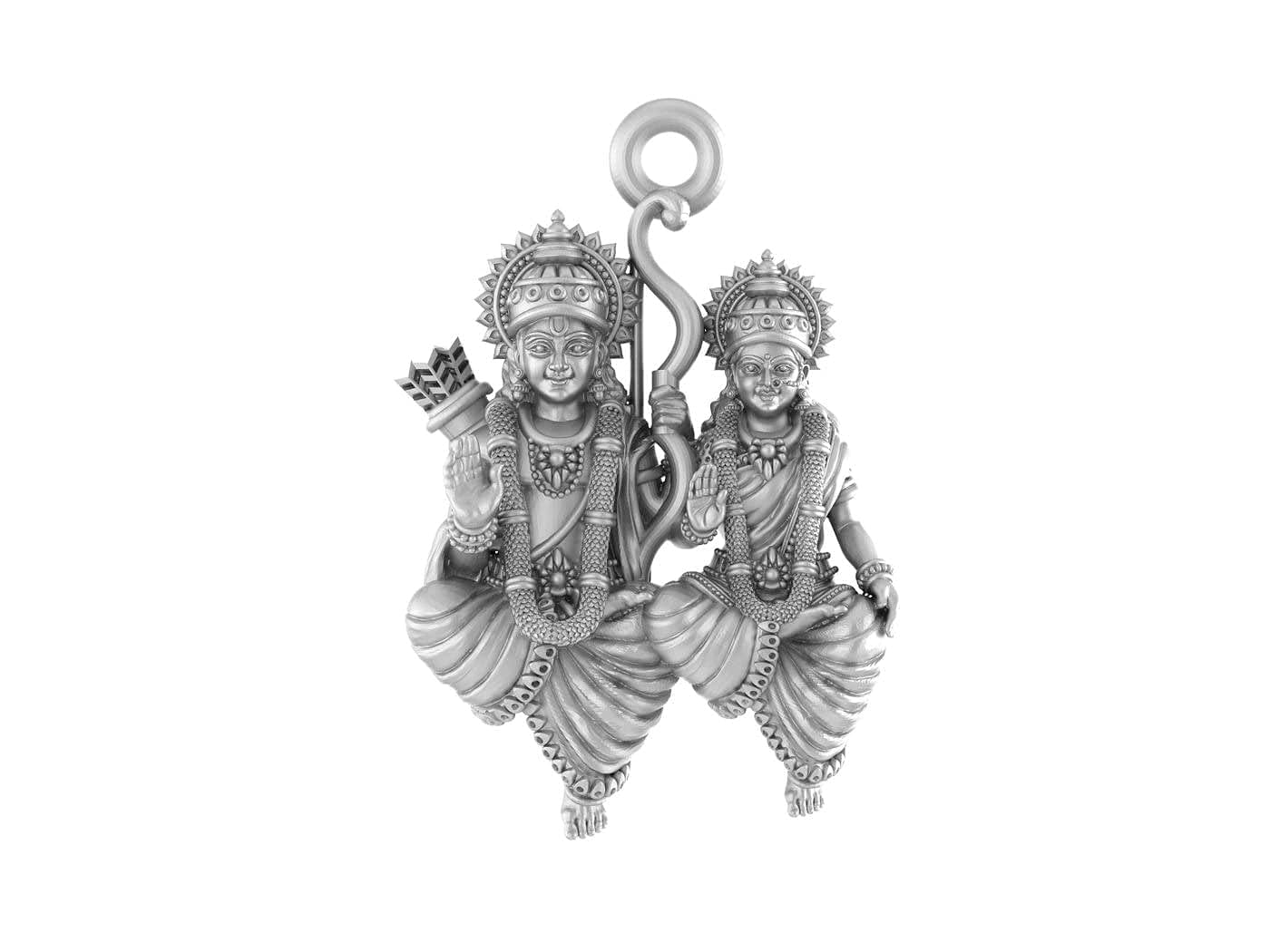 Sterling Silver (92.5% purity) God Ram Ji Pendant for Men & Women Pure ...