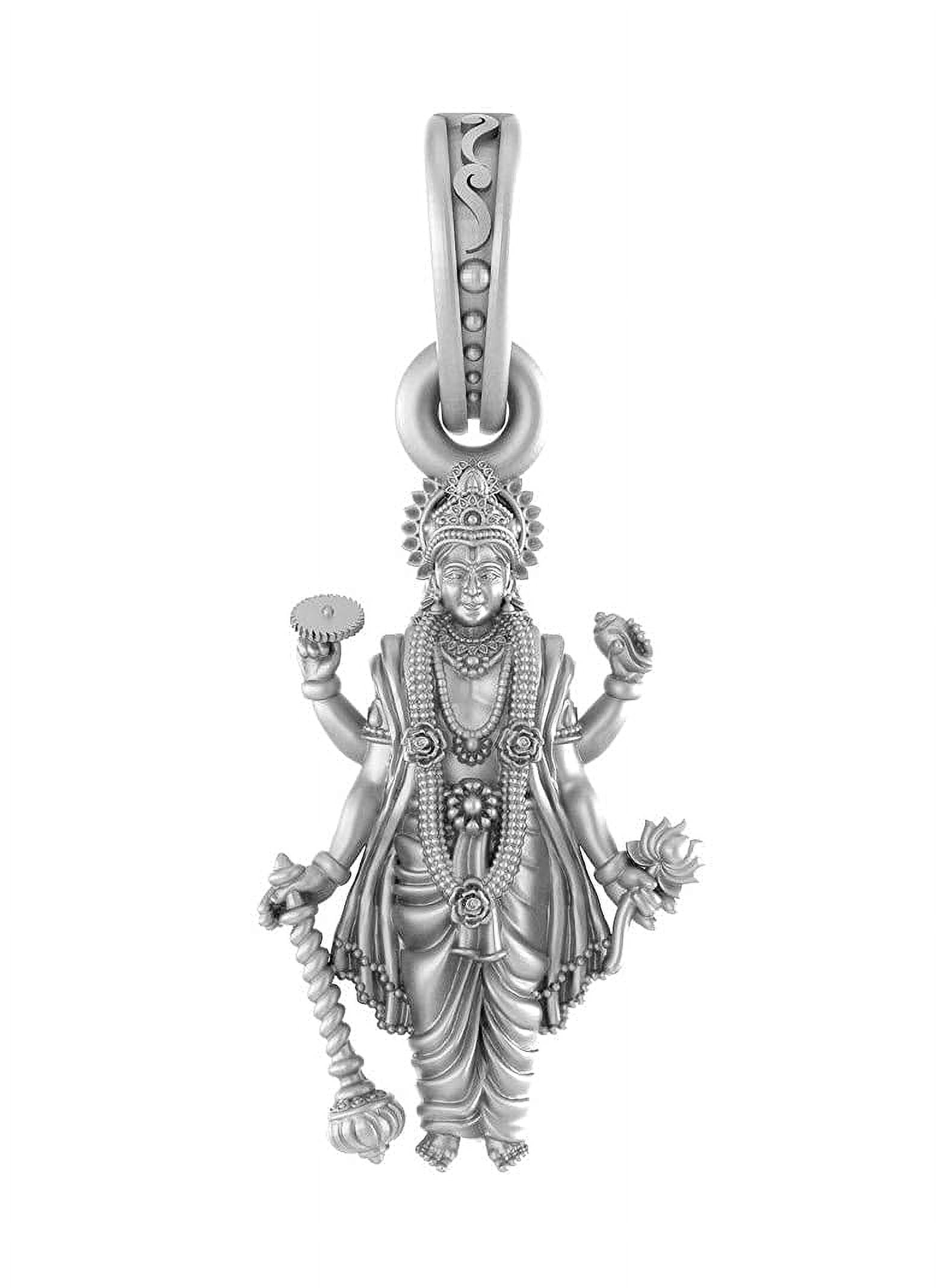 Sterling Silver (92.5% purity) God Vishnu/Vishnu Laxmi Pendant for Men ...