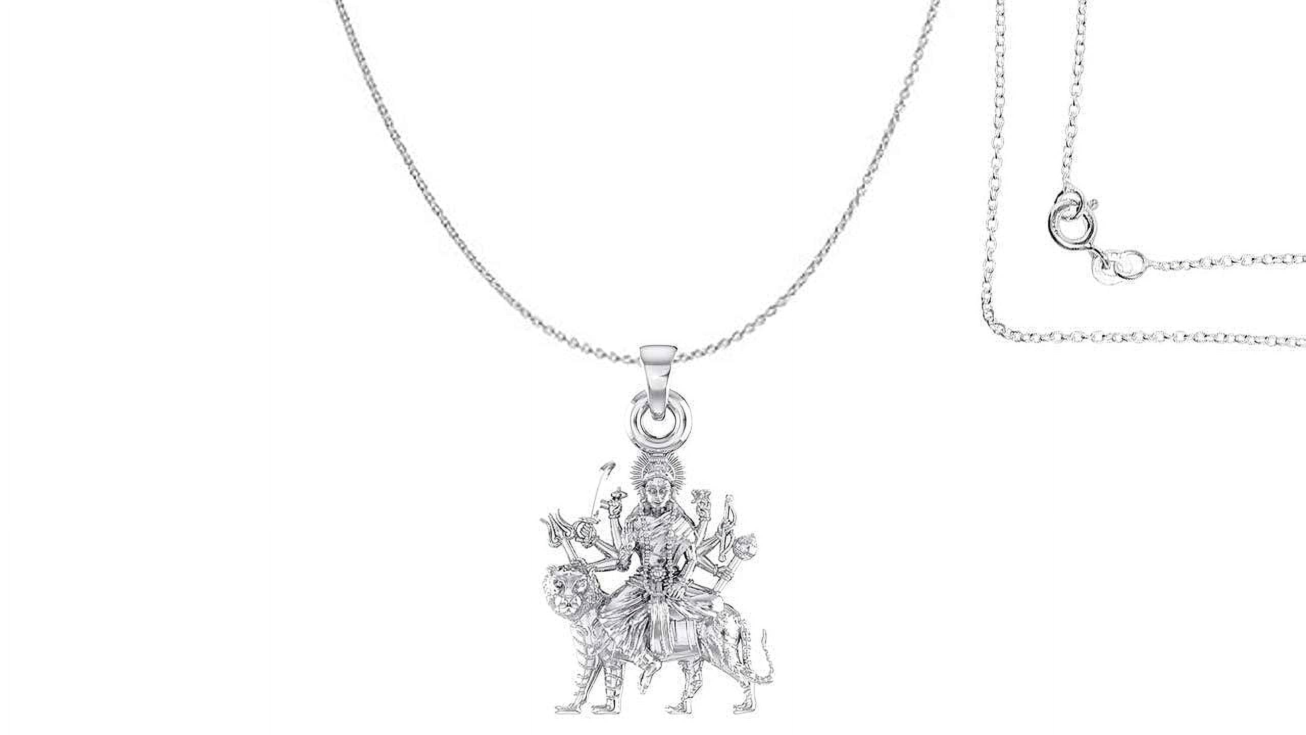Sterling Silver (92.5% purity) Goddess Durga Maa Chain Pendant for Men ...