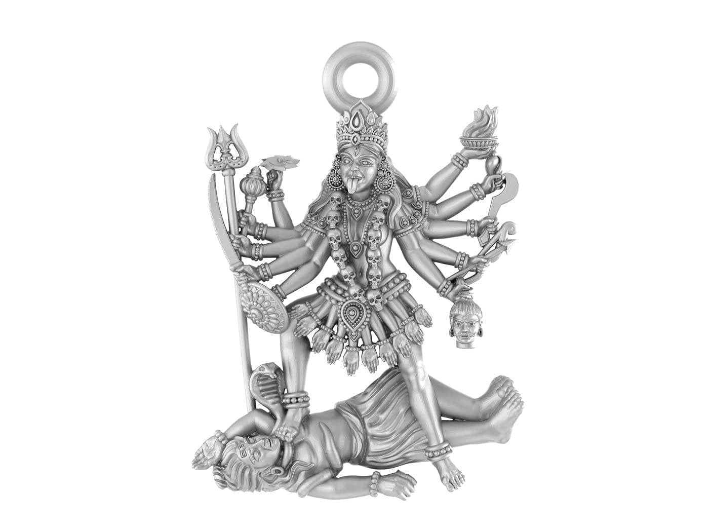 Sterling Silver (92.5% purity) Goddess Kali Maa Pendant for Men & Women ...