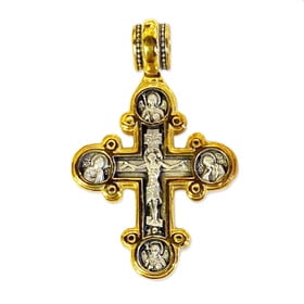 Sterling Silver 925 24kt Gold Plated Traditional Byzantine Style Lobed ...