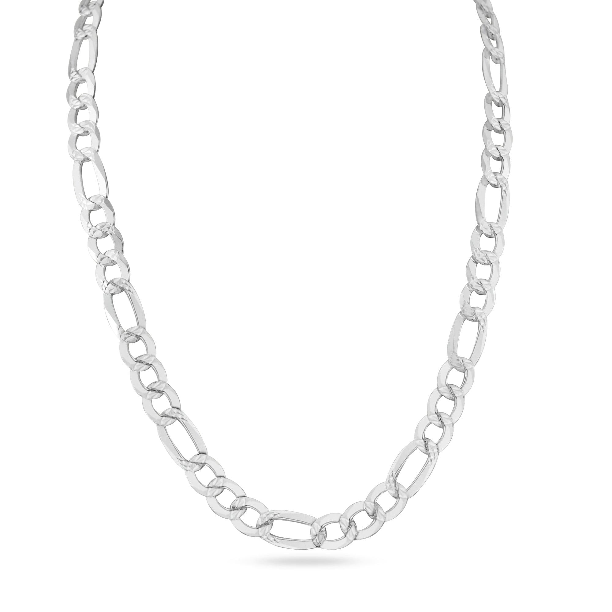 Sterling Silver 925 Diamond-Cut Pave Figaro 120 Chain 4.9mm Made in ...