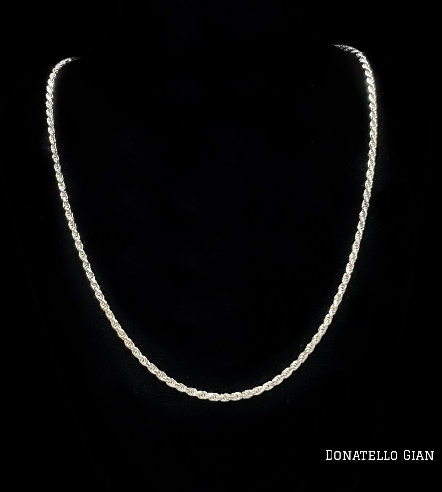 Sterling Silver 925 Diamond Cut Rope Chain 2MM, 16"-24", Braided ...