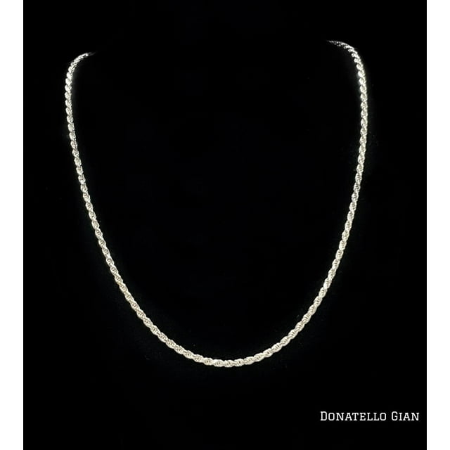 Sterling Silver 925 Diamond Cut Rope Chain 2MM, 16"-24", Braided ...