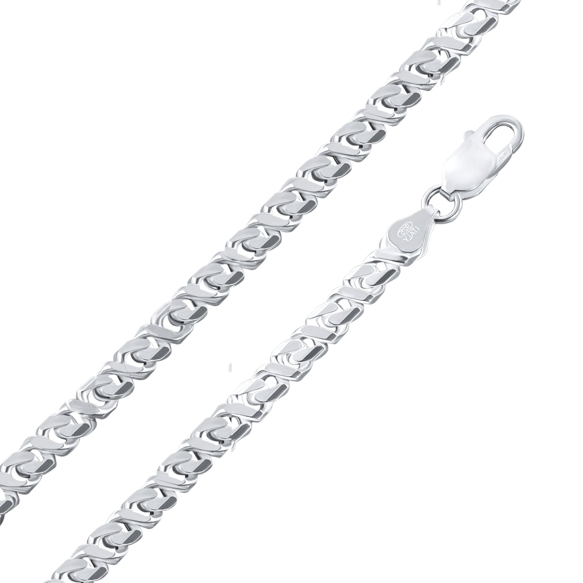 Sterling Silver 925 Dollar Cuban Diamond-Cut 220 6.8mm Chain Made in ...