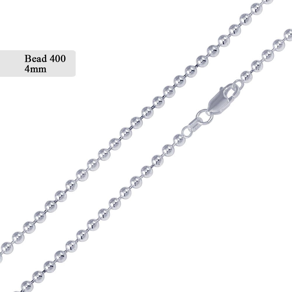 Sterling Silver 925 High Polished Ball Bead 400 Chain 4mm Made in Italy ...