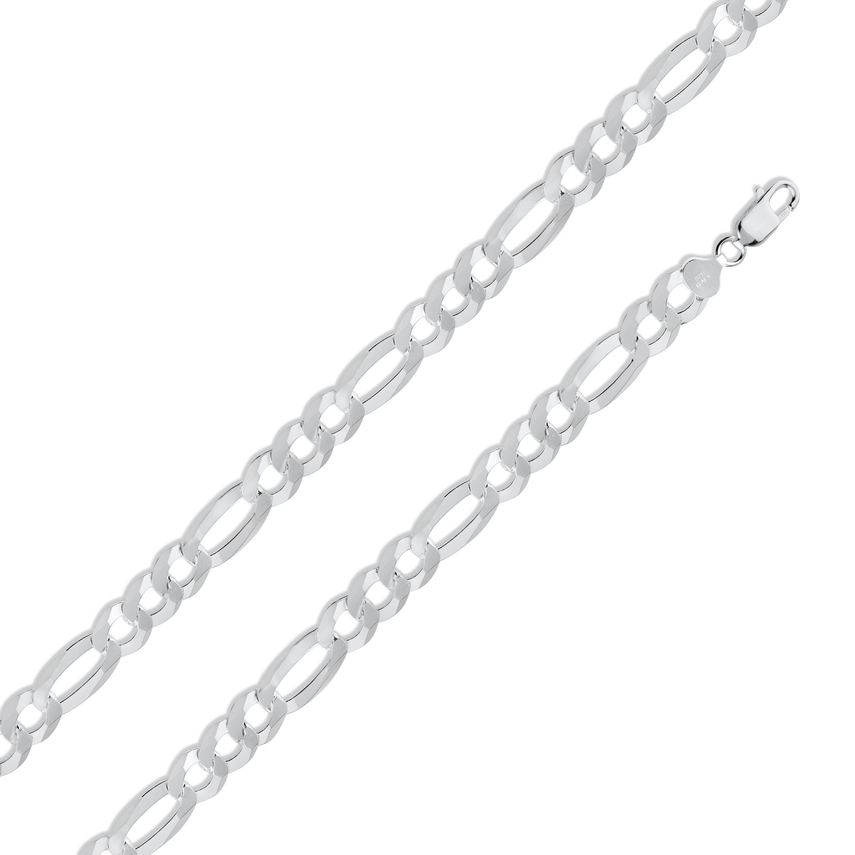 Sterling Silver 925 High Polished Figaro 250 Chain 10mm Made in Italy ...