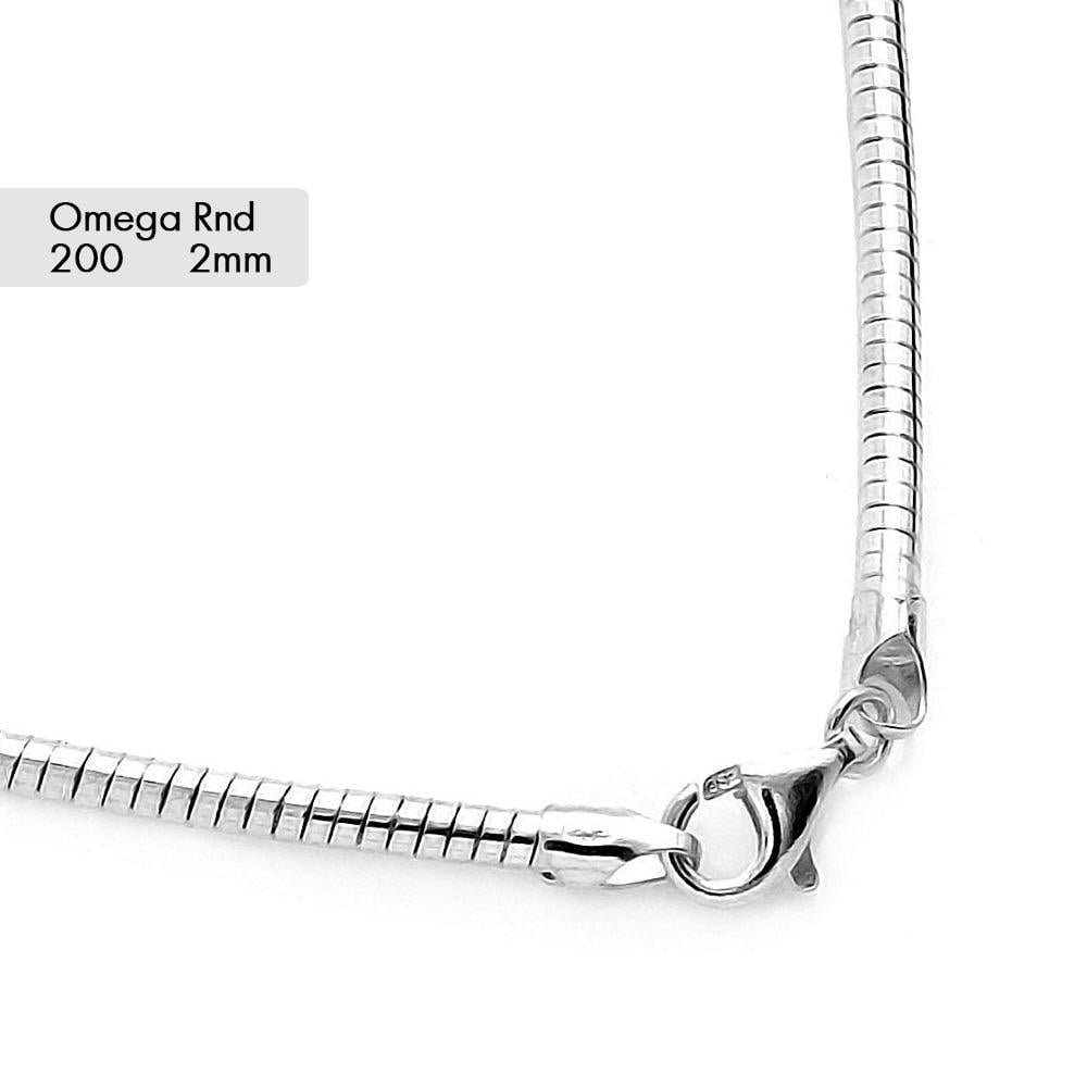 Sterling Silver 925 High Polished Round Omega 200 Chain 2mm Made in ...
