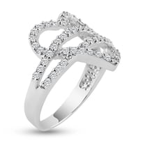 925 Sterling Silver Rhodium Plated Square Top Pave Clear CZ Ring White ...