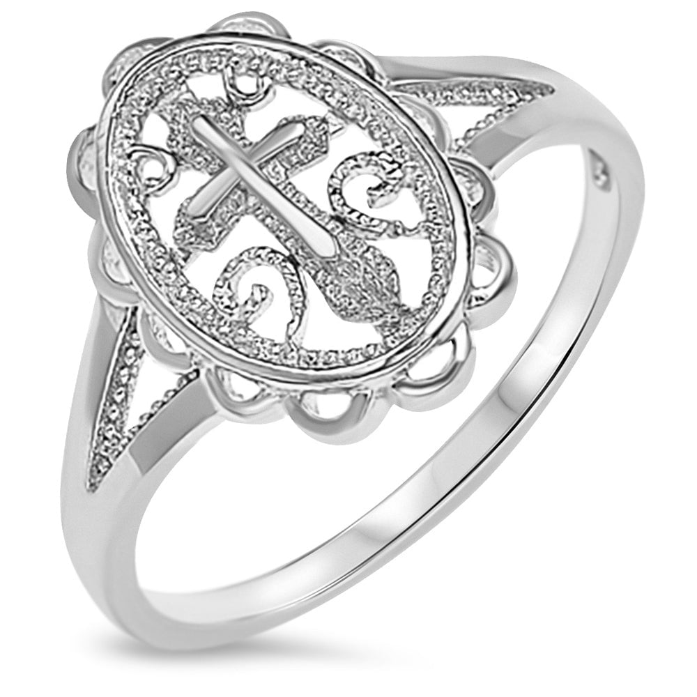 Sterling Silver 925 Women's Cross Ring - Walmart.com