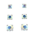 Brilliance Women's Sterling Silver Ab Cubic Zirconia Graduated Stud Set ...