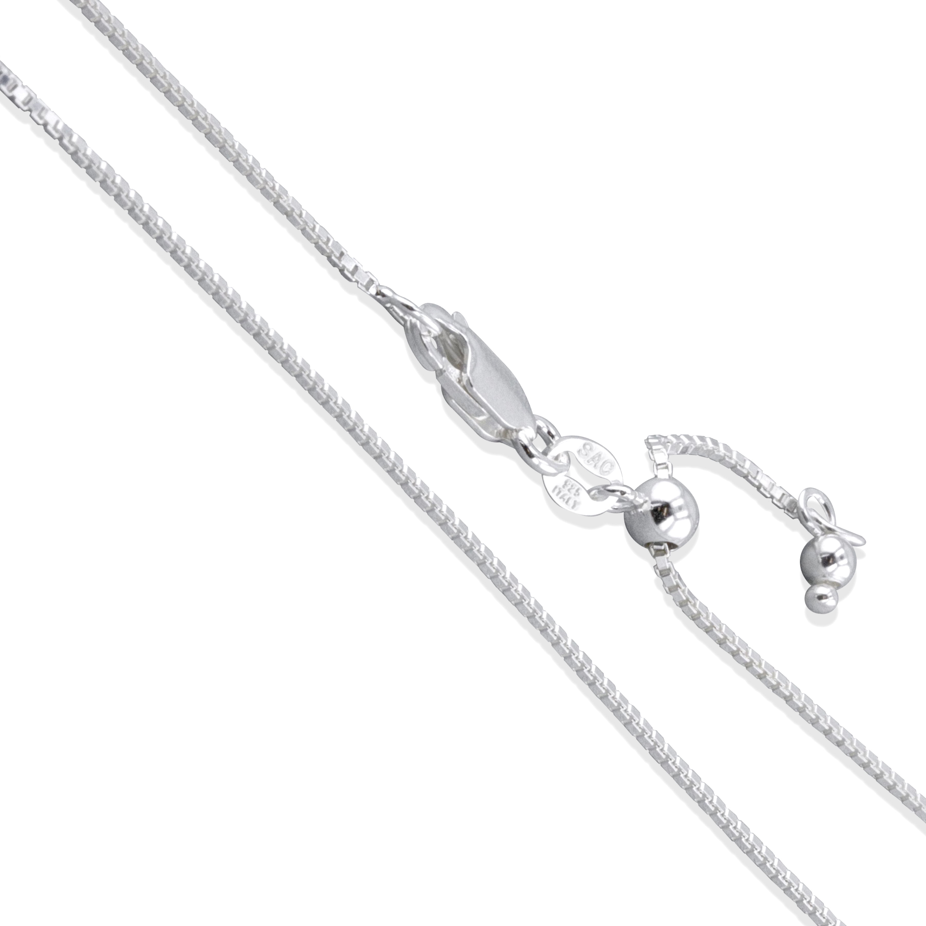 Sterling Silver Adjustable Box Chain 1.1mm Genuine Solid 925 Italy ...