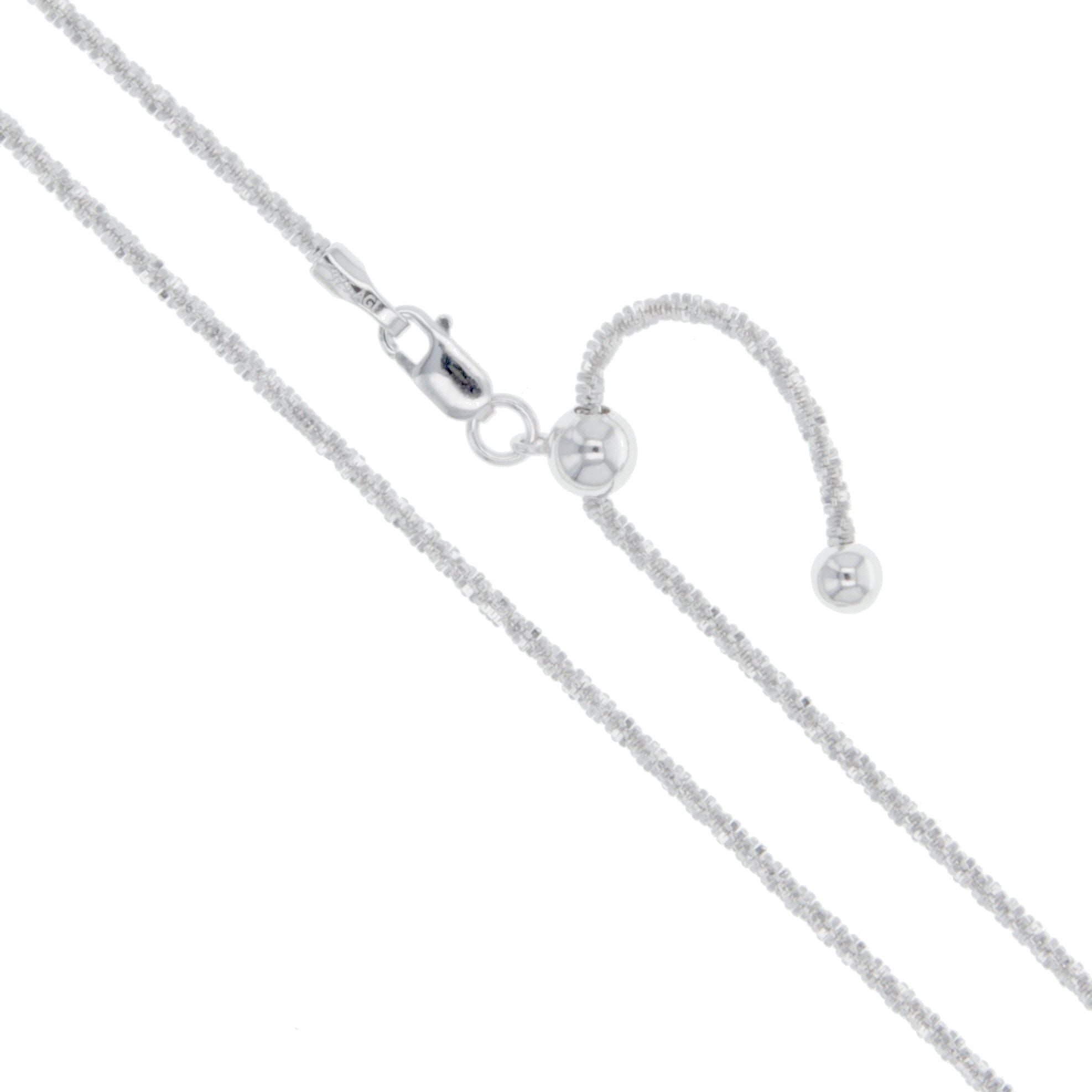 Sterling Silver Adjustable Diamond-Cut Popcorn Chain 1.8mm 925 New ...