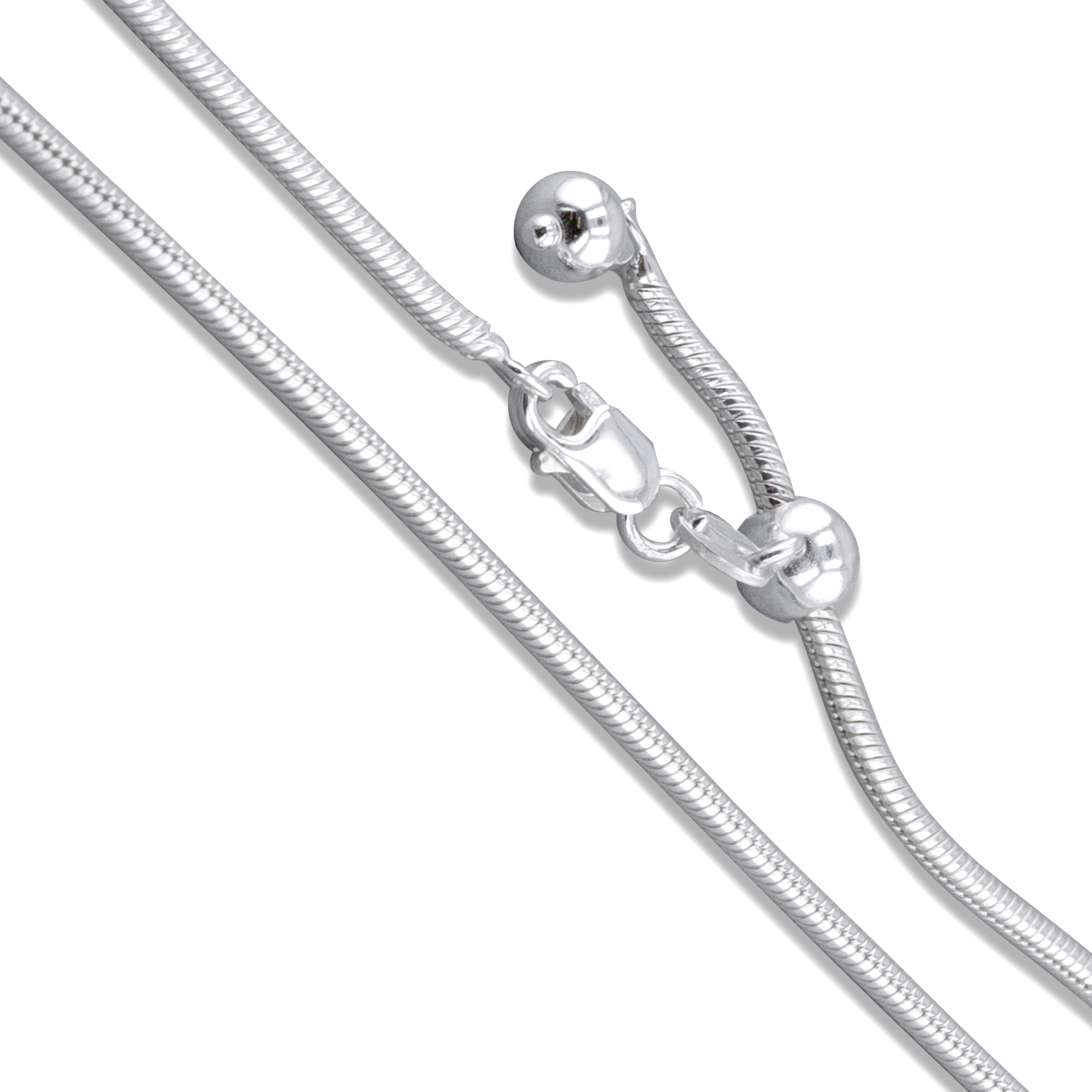 Sterling Silver Adjustable Magic Round Snake Chain 1.9mm Solid 925 ...