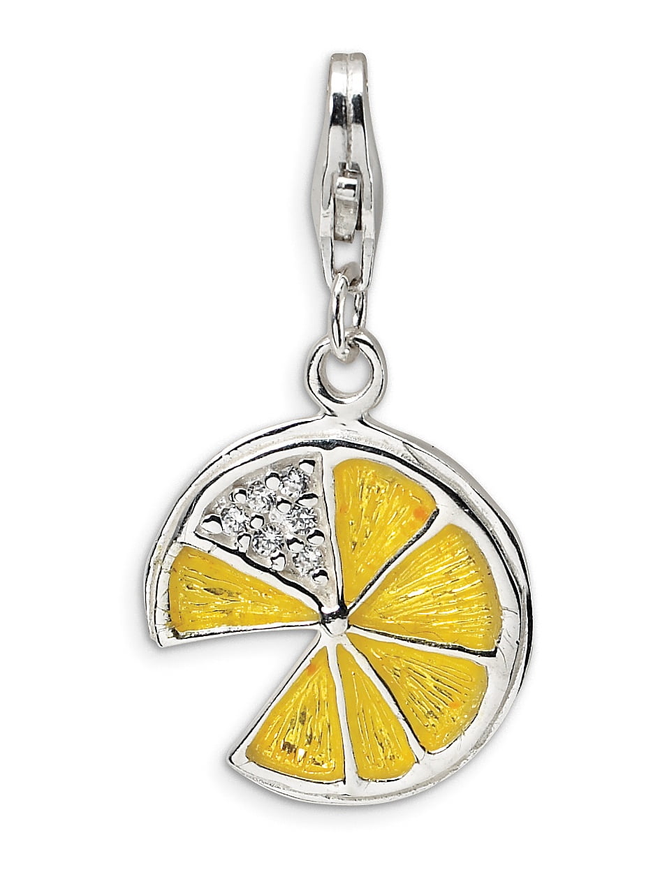 Sterling Silver Amore La Vita Rhod-Pl 3-D Enameled Lemon Slice Charm ...