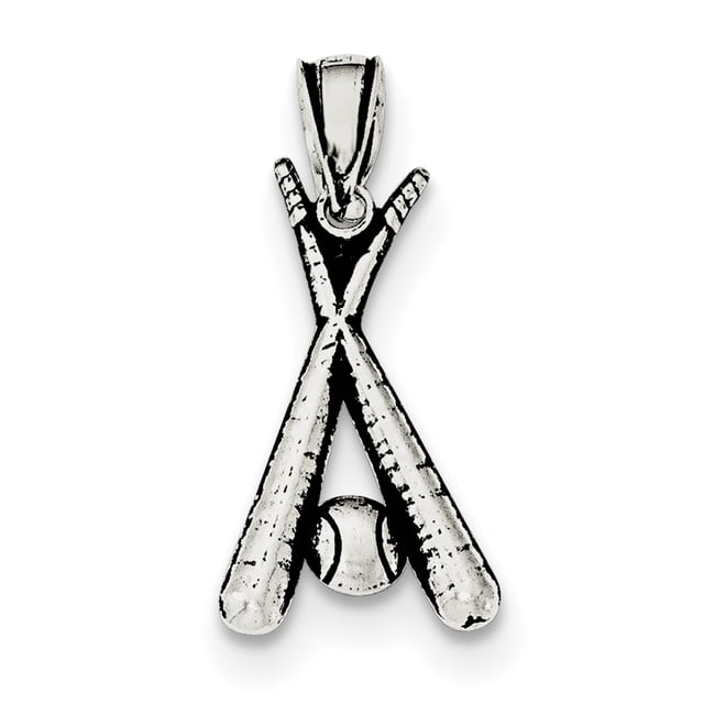Sterling Silver Antiqued Bats and Baseball Pendant - Walmart Business ...