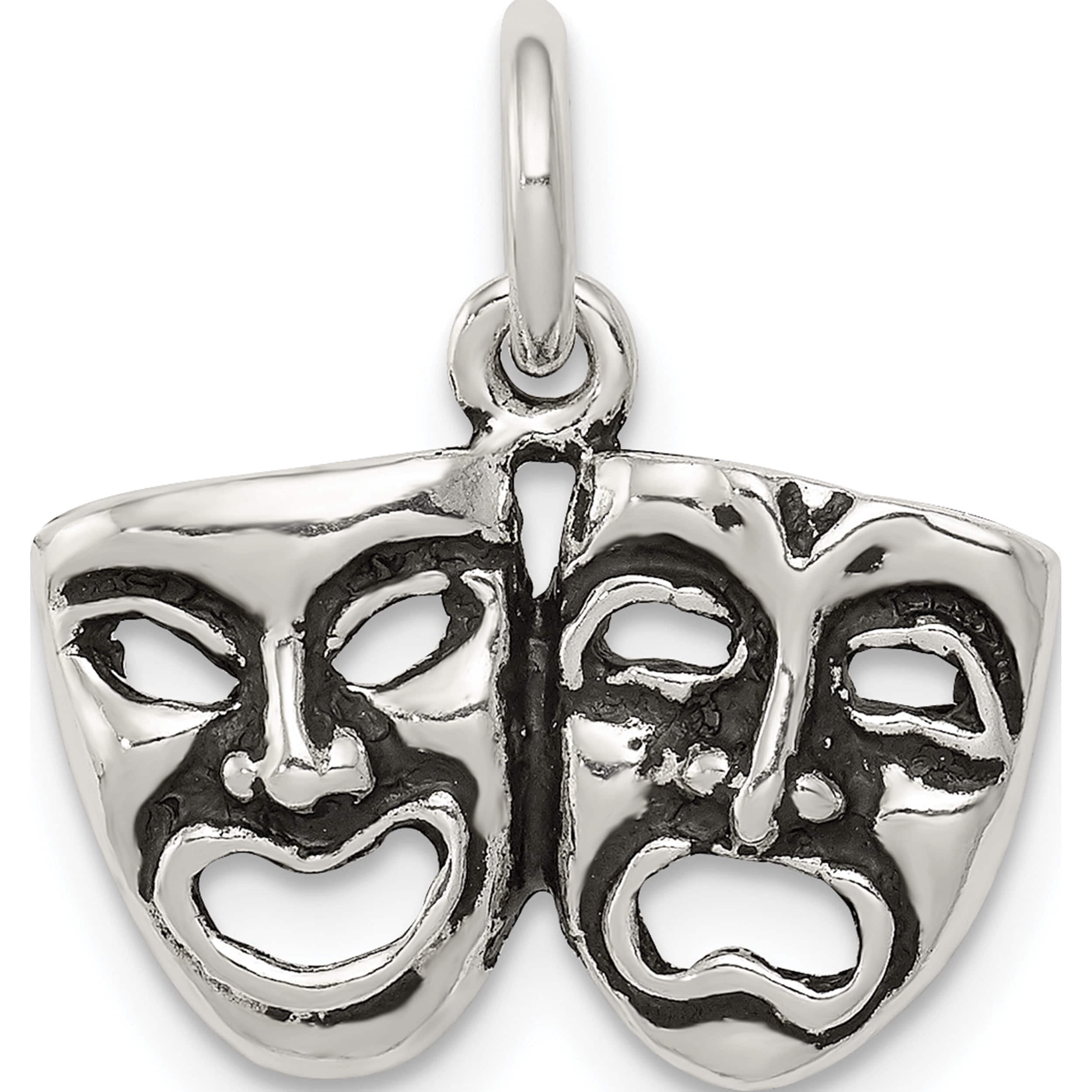 Sterling Silver Antiqued Comedy/Tragedy Face Charms (19 X 17) Made In ...