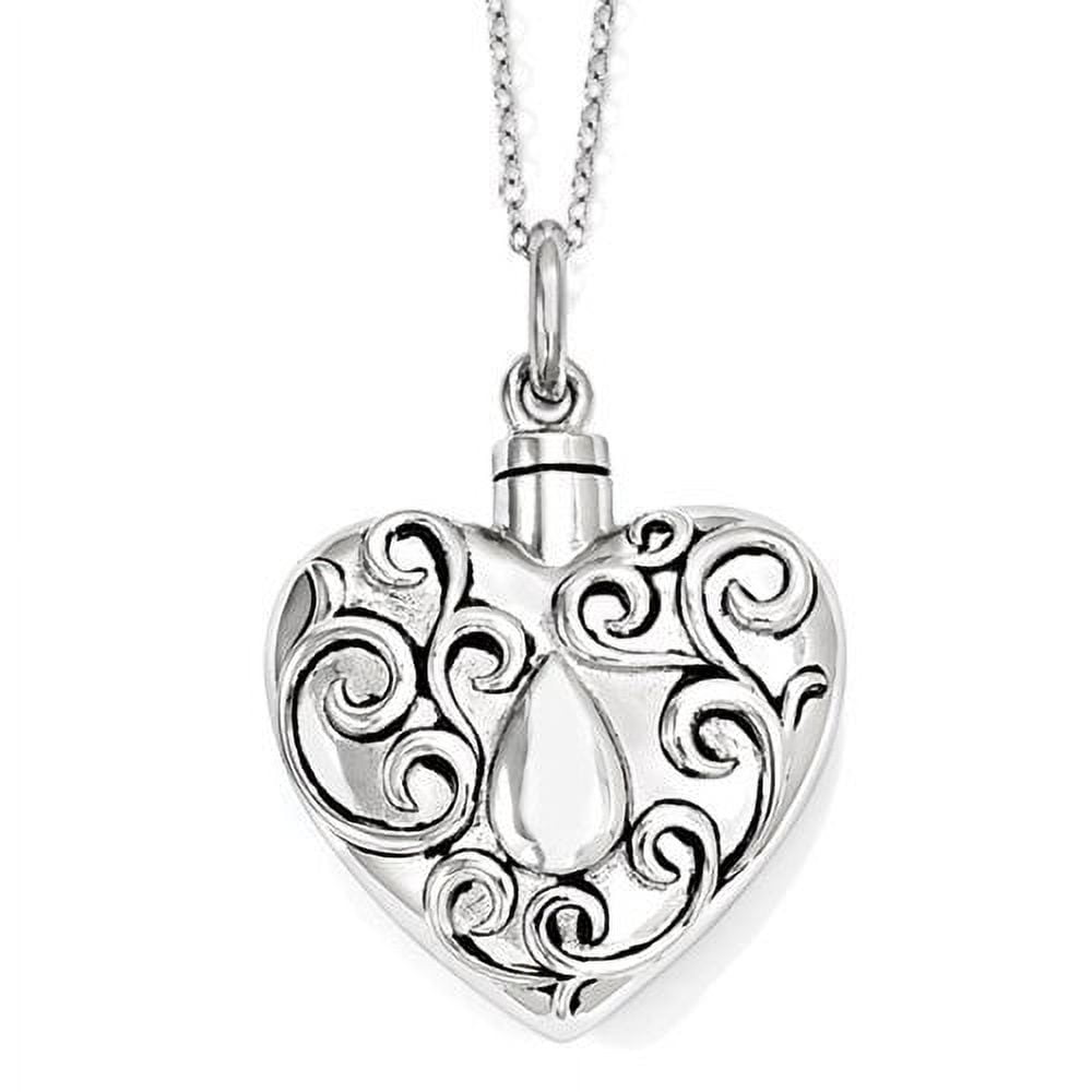 Sterling Silver Antiqued Grieving Heart Cremation Ash Holder W/ 18 Inch ...