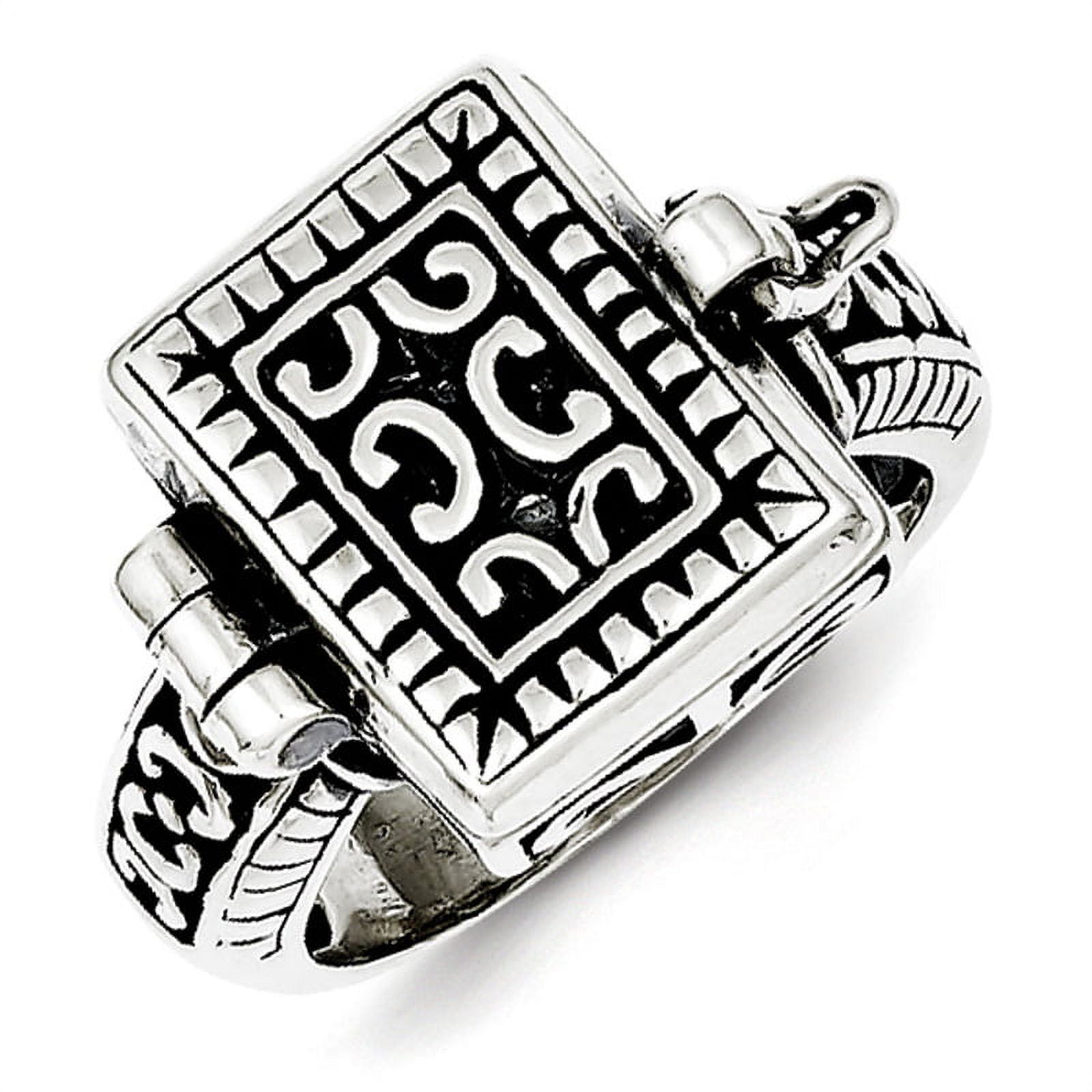 Sterling Silver Antiqued Rectangular Locket Ring QR1764 - Walmart.com