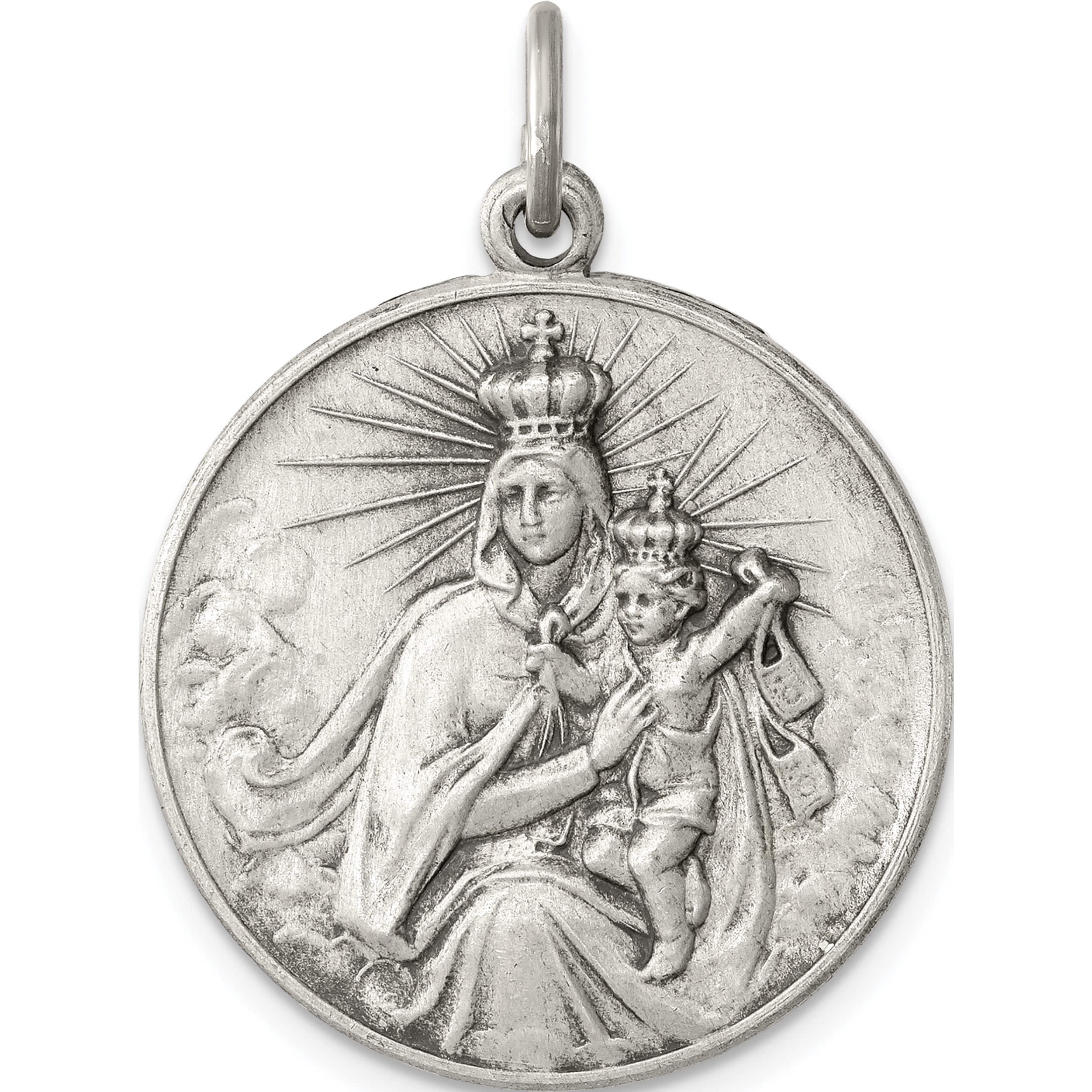 Sterling Silver Antiqued Our Lady Of The Holy Scapular Medal (24 X 24 ...