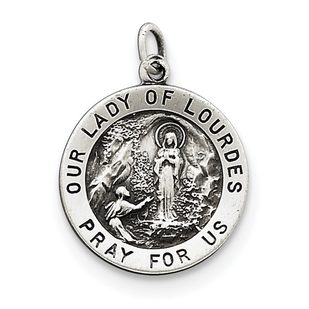 Sterling Silver Antiqued Our Lady of Lourdes Medal Pendant - 2.0 Grams ...