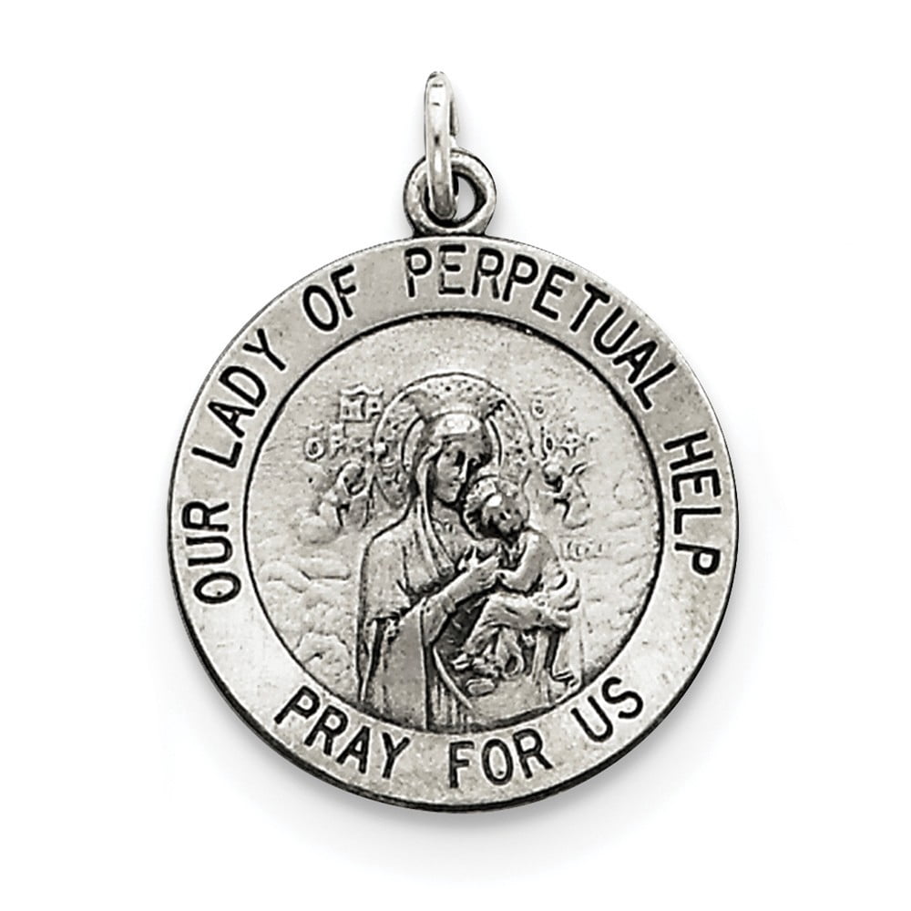 Sterling Silver Antiqued Our Lady of Perpetual Help Pendant - 1.7 Grams ...