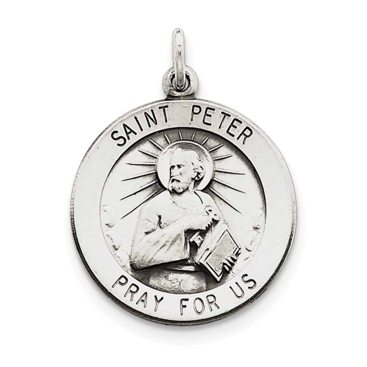 Sterling Silver Antiqued Saint Peter Medal - Walmart.com