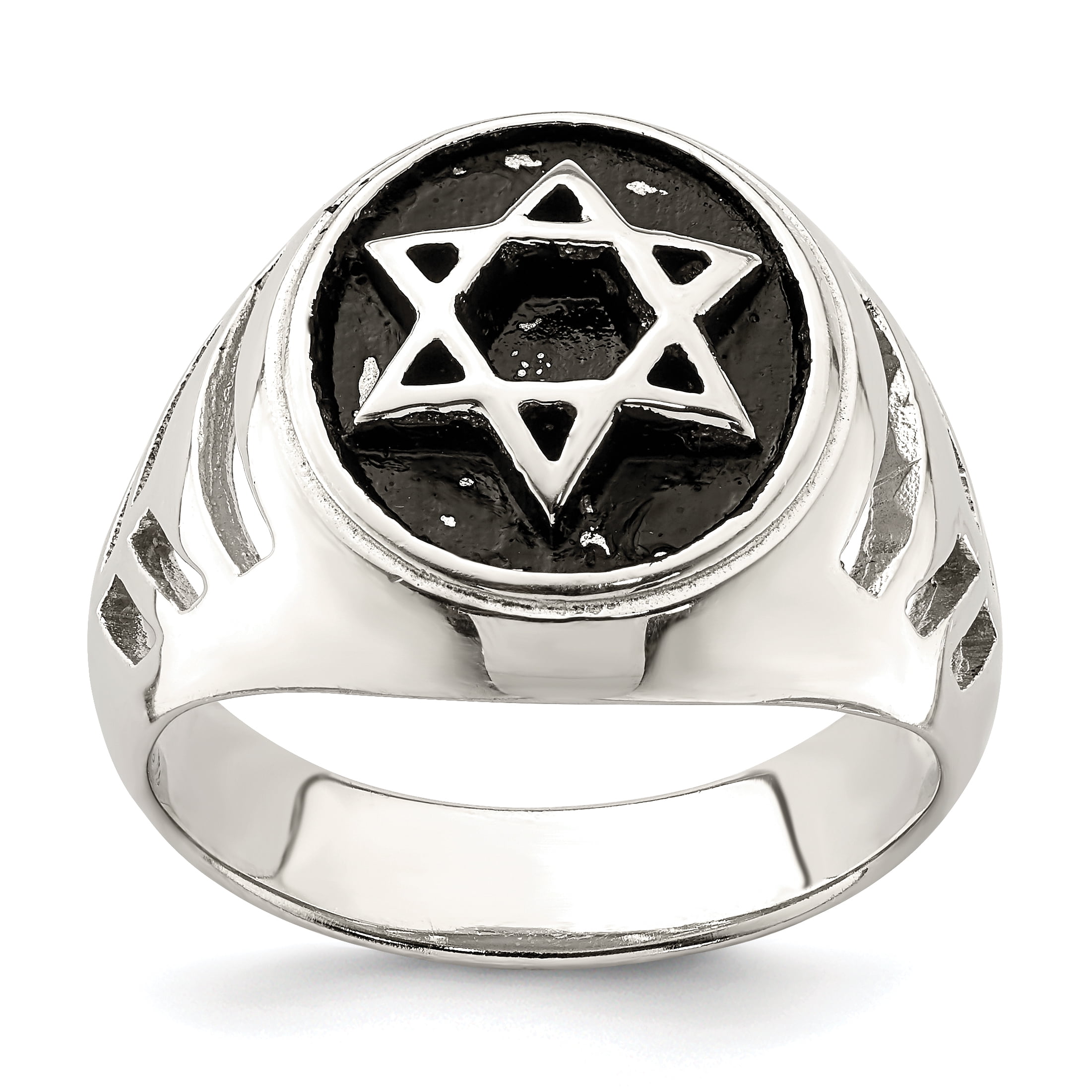 Sterling Silver Antiqued Star of David Ring QR6831 - Walmart.com