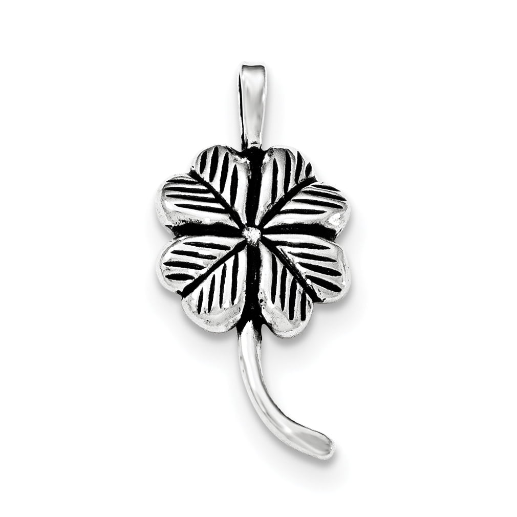 Finest Gold Sterling Silver Polished Antiqued & Textured Clover Chain ...