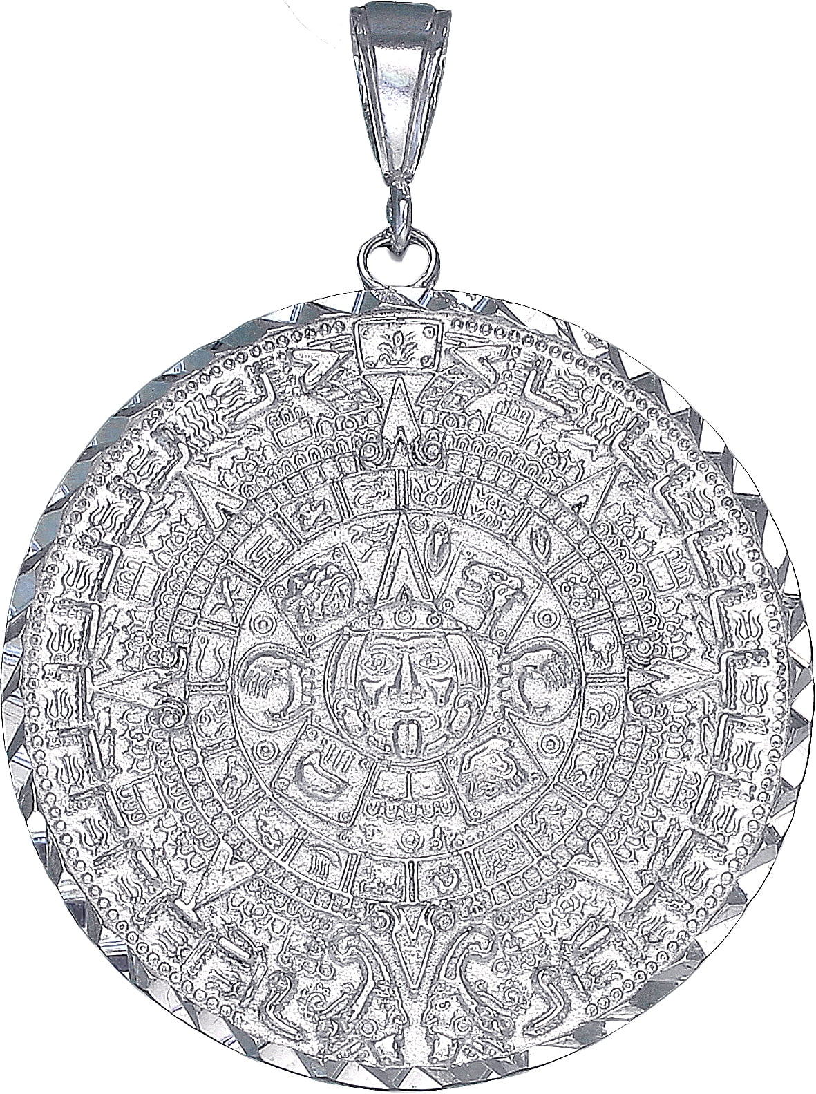 eJewelryPlus Mexican Sterling Silver Aztec Calendar Pendant Necklace ...