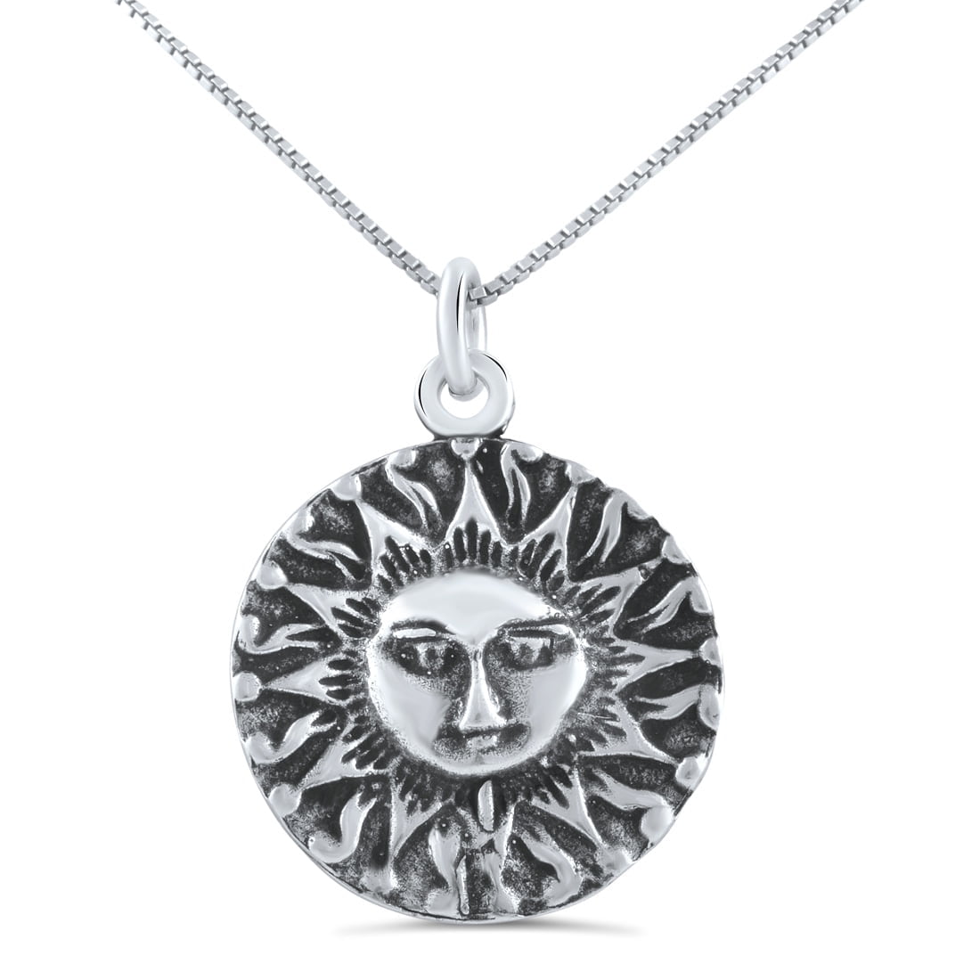 SilverCloseOut Sterling Silver Womens Aztec Sun Charm Necklace ...