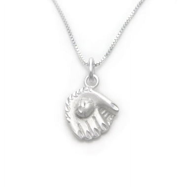 Sterling Silver Baseball Softball Glove and Ball Charm Necklace ...
